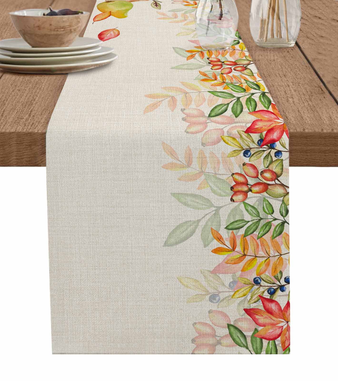 Bunny Botanical Burlap-Cotton Table Runner 70 Inches Long,Spring Floral ...
