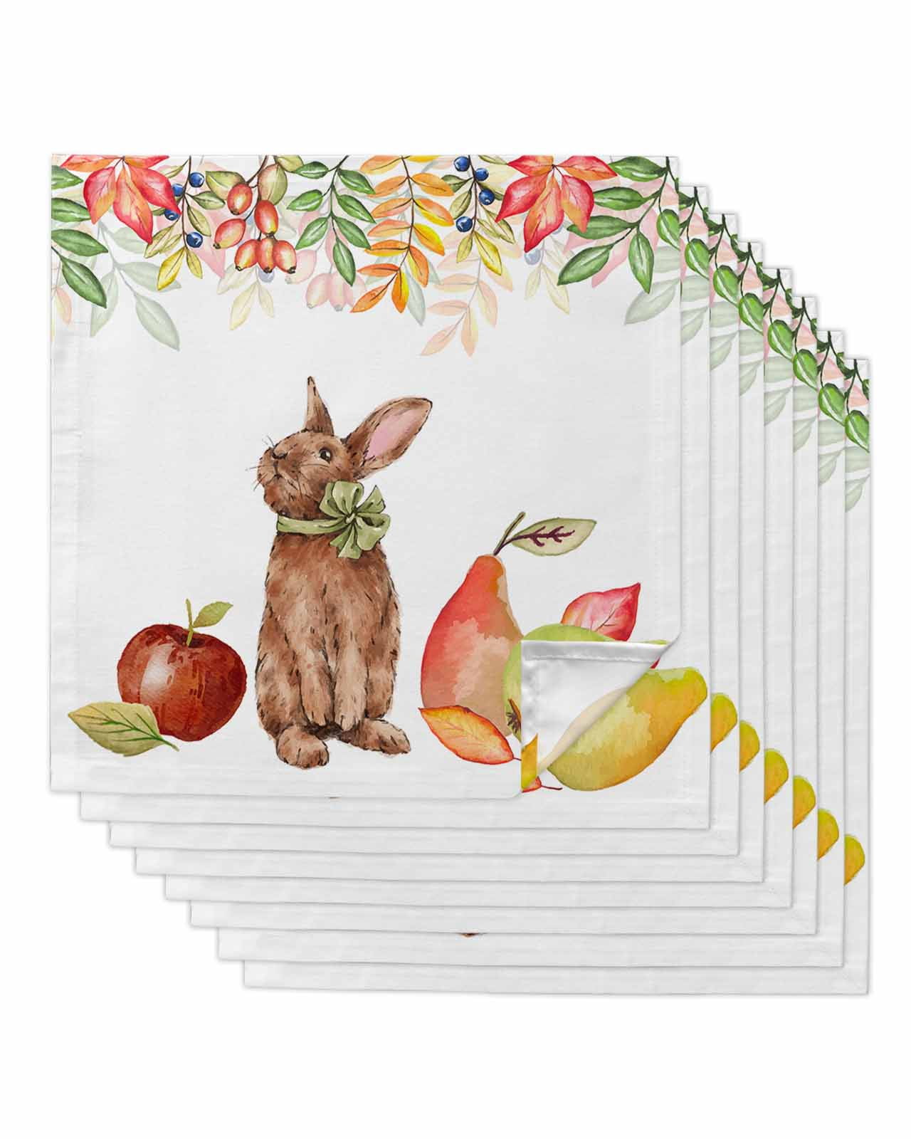 Bunny Botanical Cloth Napkins Set of 8, Washable Reusable Dinner ...