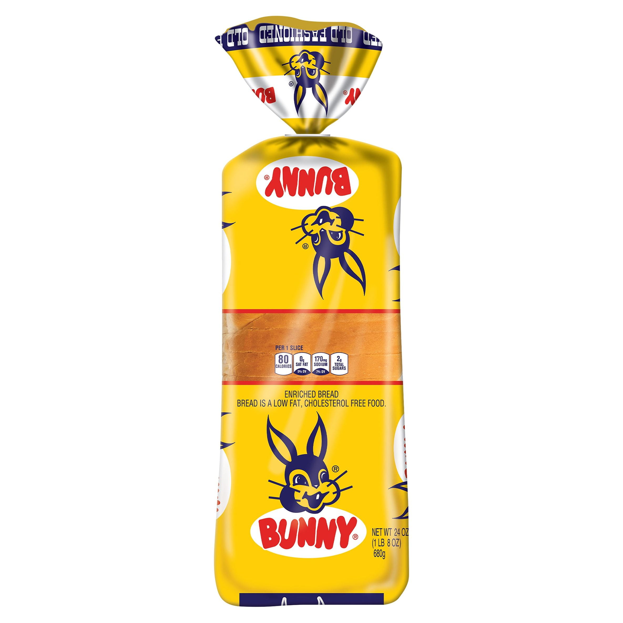 Bunny Bread Old Fashioned, Enriched Sliced White Bread, 24 oz Loaf ...