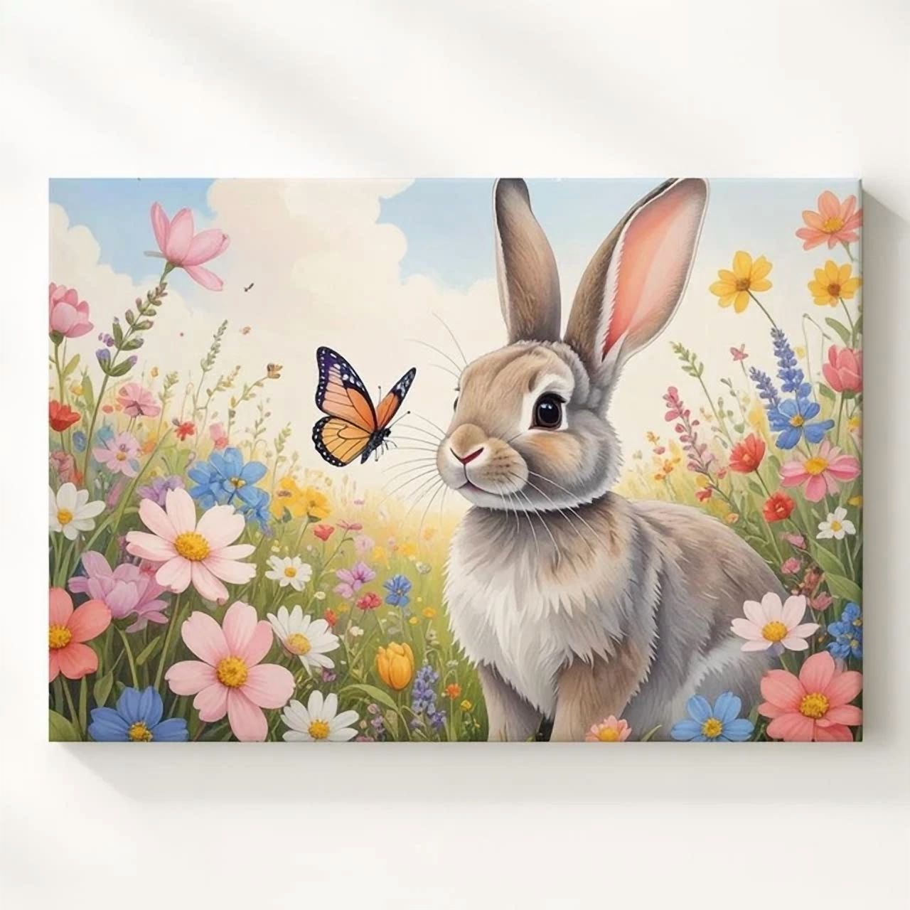 Bunny & Butterfly Postervibrant Spring Wall Art Home Decor Vintage Gift ...