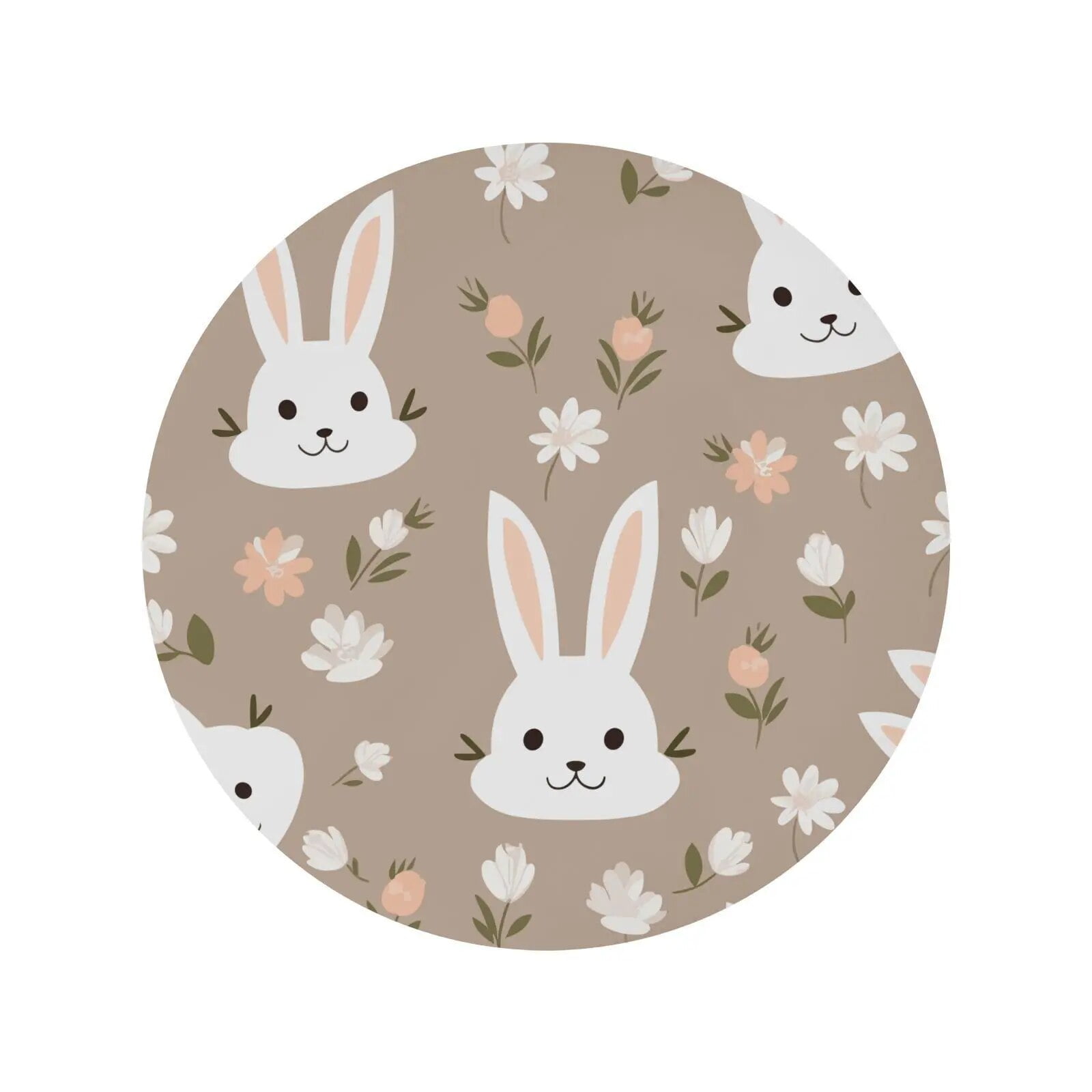 Bunny Cartoon Rabbits Round Fitted Tablecloth with Elastic Protector ...