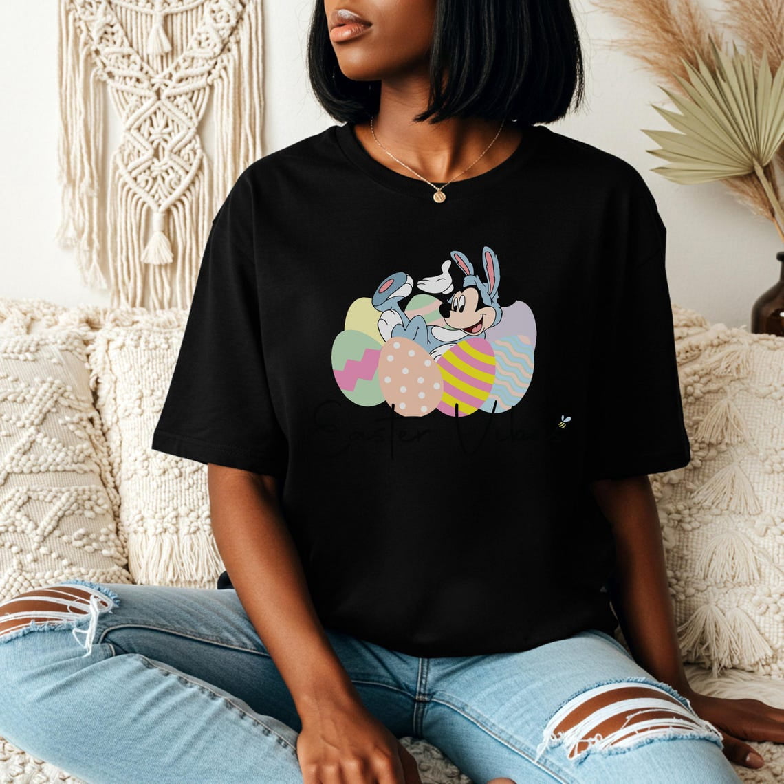 Bunny Cartoon Shirt Vintage Character Spring Tee Colorful Egg Hunt ...