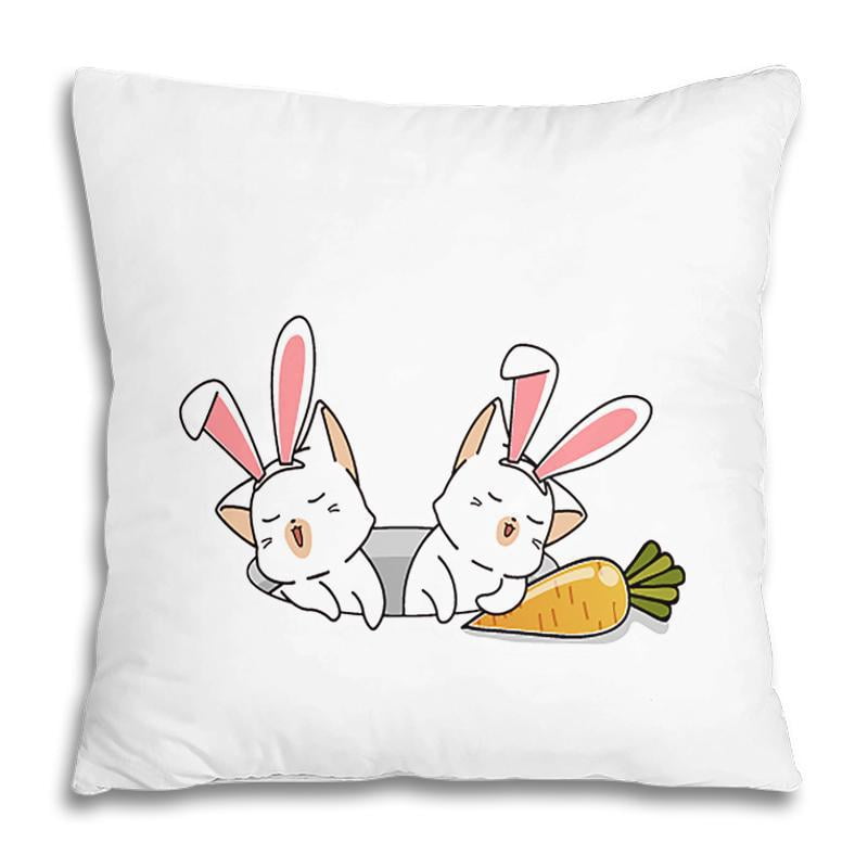 Bunny Cat Sleeping With Carrots Happy Easter Day Pillow - Walmart.com