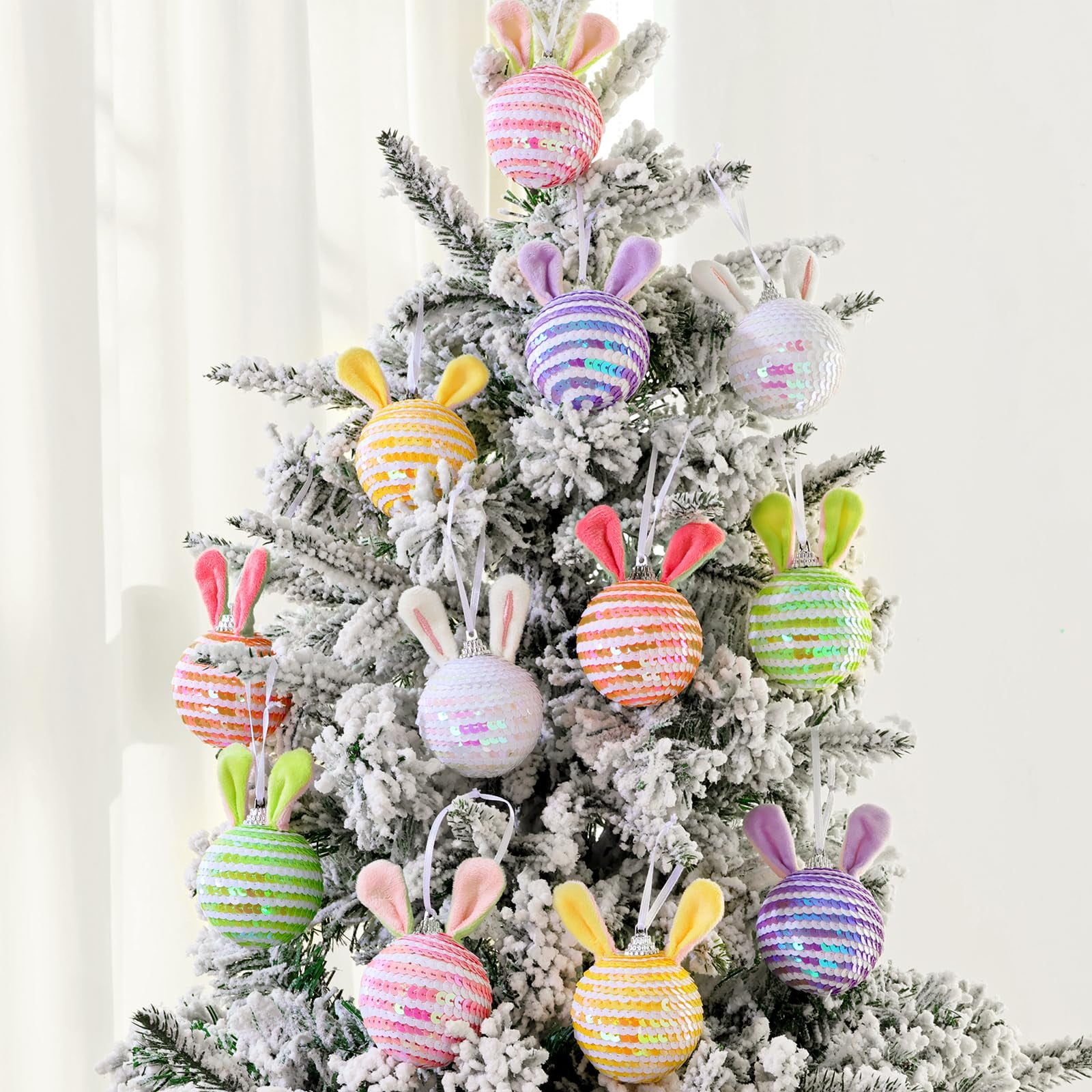 Bunny Chorus Easter Tree Decorations: 12pcs FST1 Sequin Easter with ...