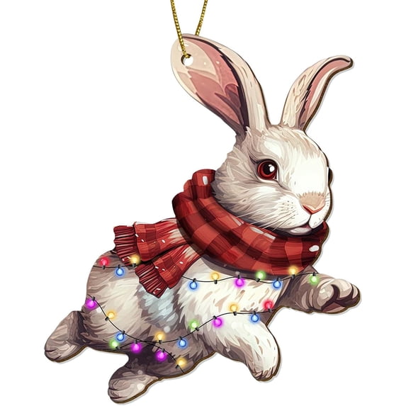 Bunny Christmas Ornament – Cute Rabbit Holiday Tree Decoration with ...
