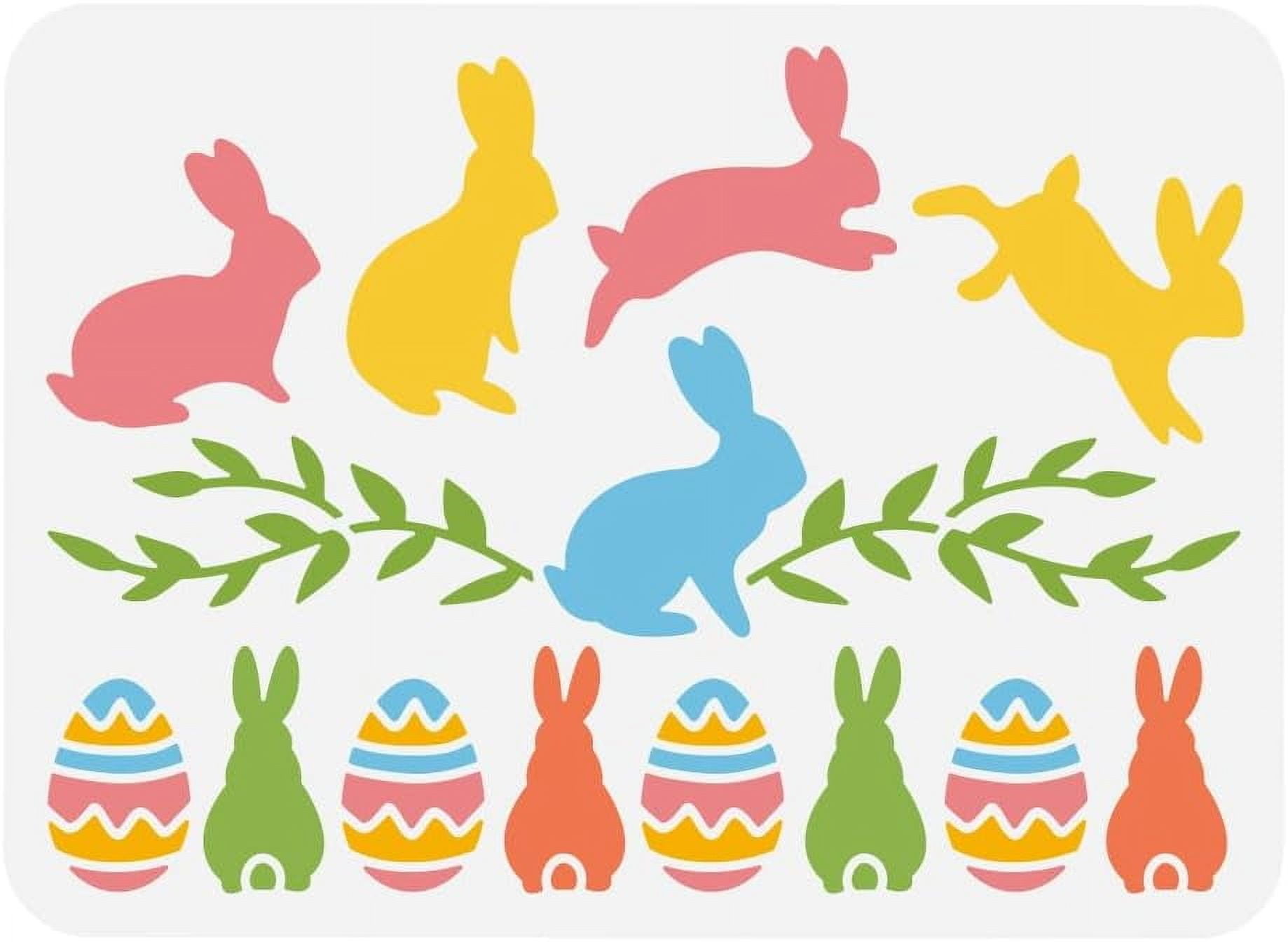 Bunny Crossing Painting Stencil 8.3x11.7inch Reusable Cute Rabbit Hop ...