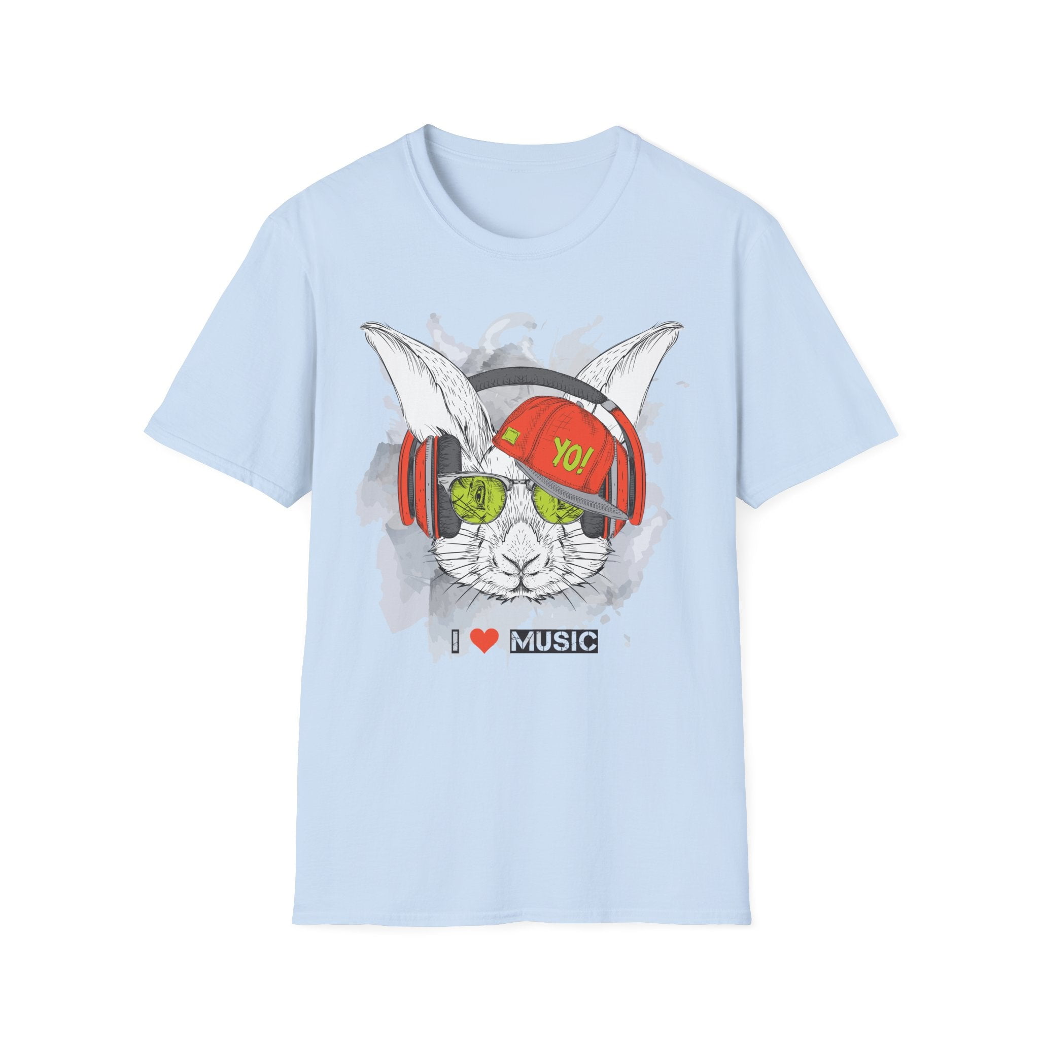 Bunny DJ Tee Unisex Cotton Short Sleeves I Music Rabbit Headphones ...