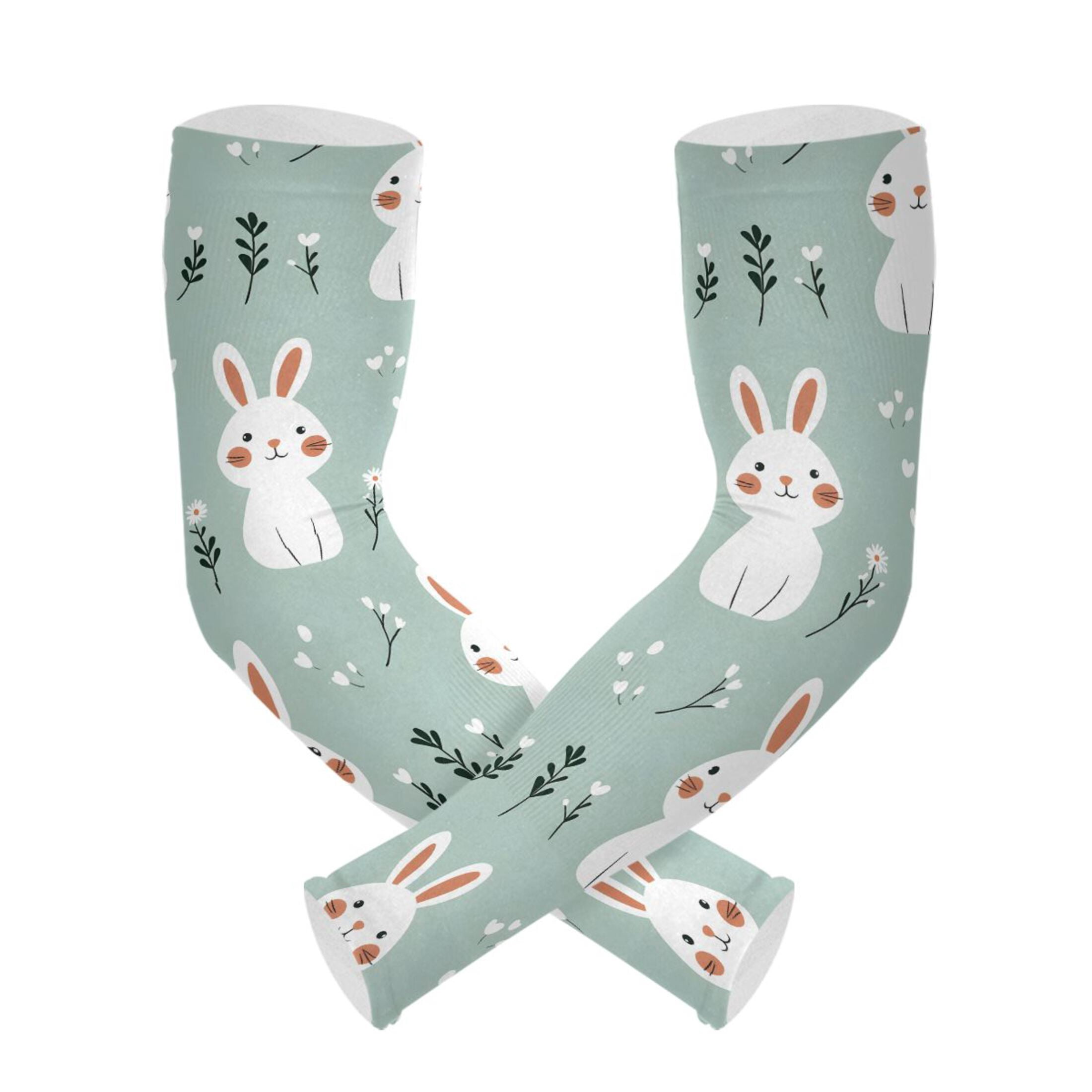 Bunny Daisy Pattern UV Protection Cooling Arm Sleeves, Compression Sun ...