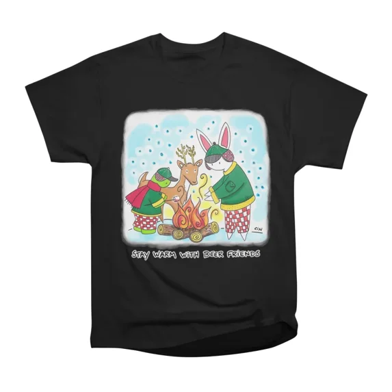 Bunny Daze Happiness Stay warm with deer friends T-Shirt Tee Gift For ...