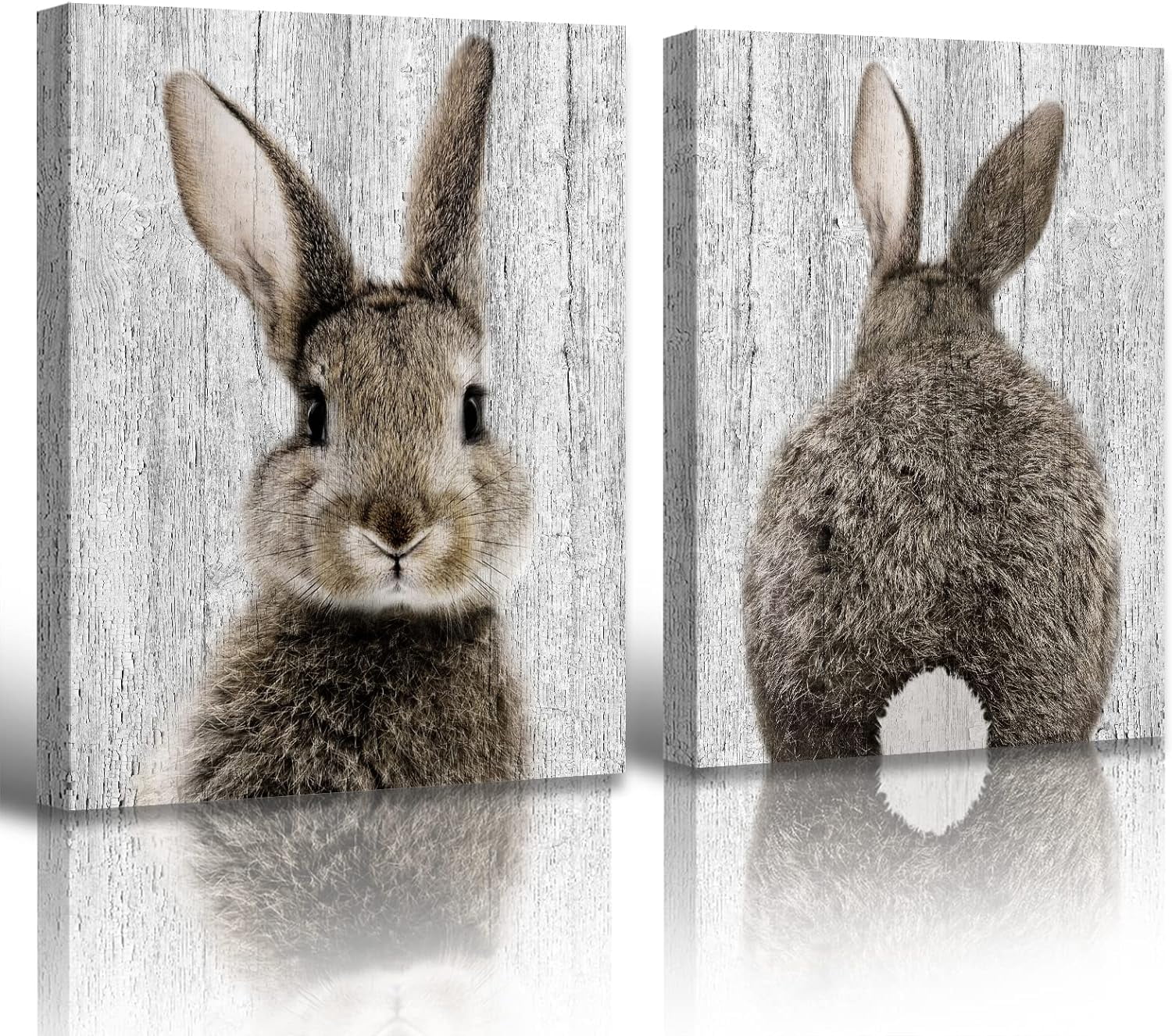 Bunny Decor Easter Canvas Wall Art Brown Lovely Rabbit Pictures Prints ...