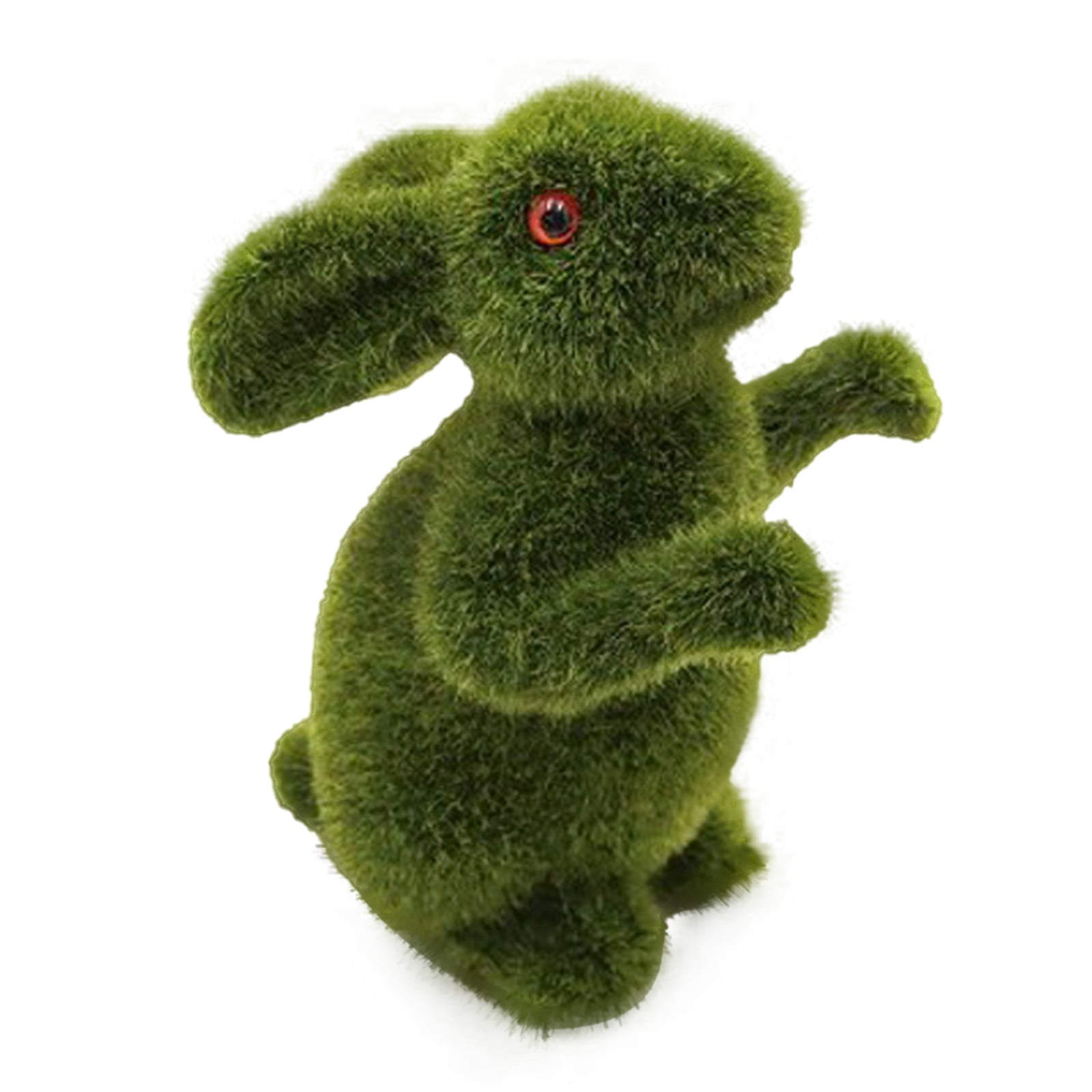 Bunny Decorative Figurines Flocked Resin Easter Bunny Decor Green Moss ...
