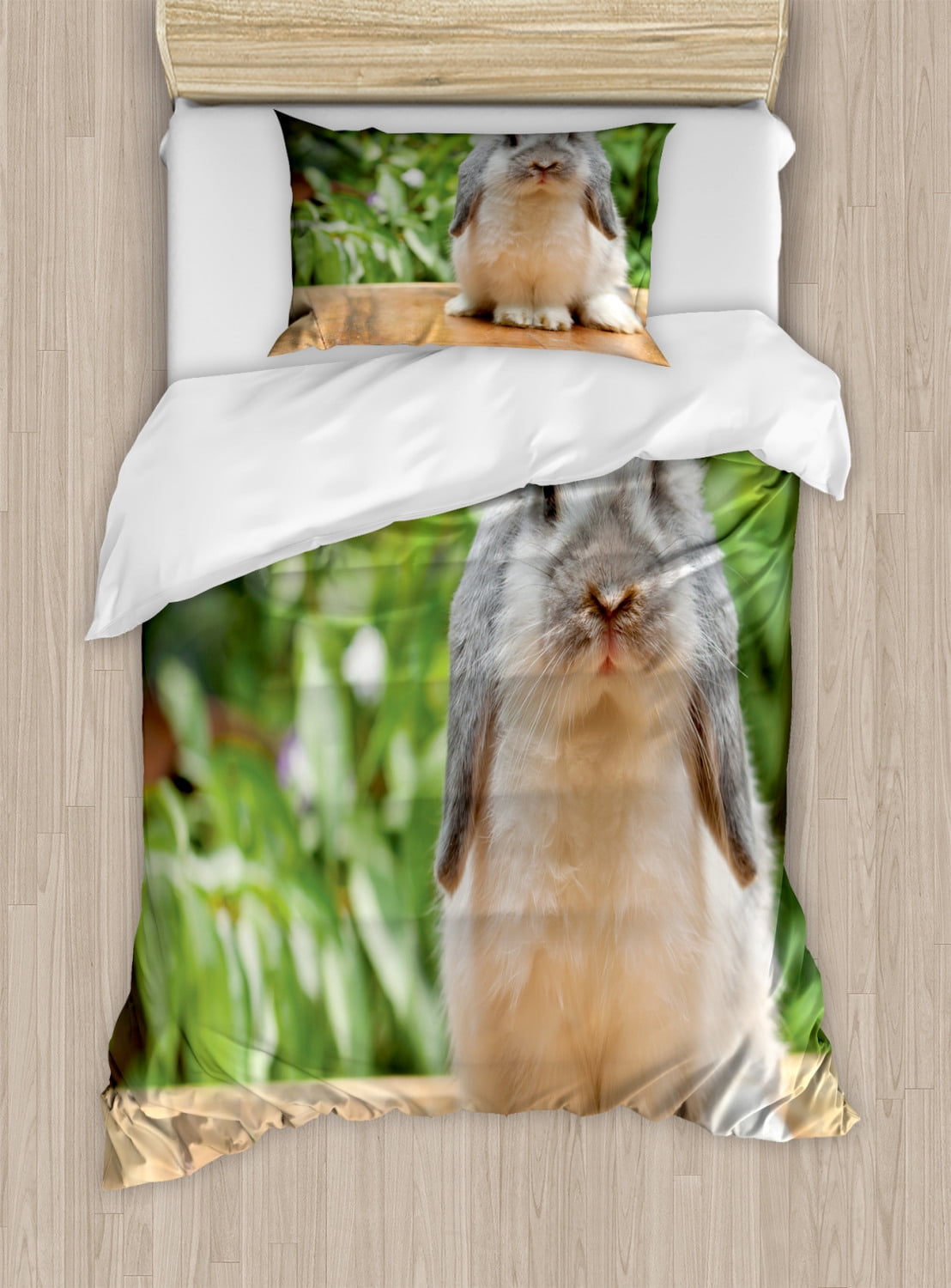 Bunny Duvet Cover Set Twin Size, Photo of a Holland Lop Rabbit Standing ...