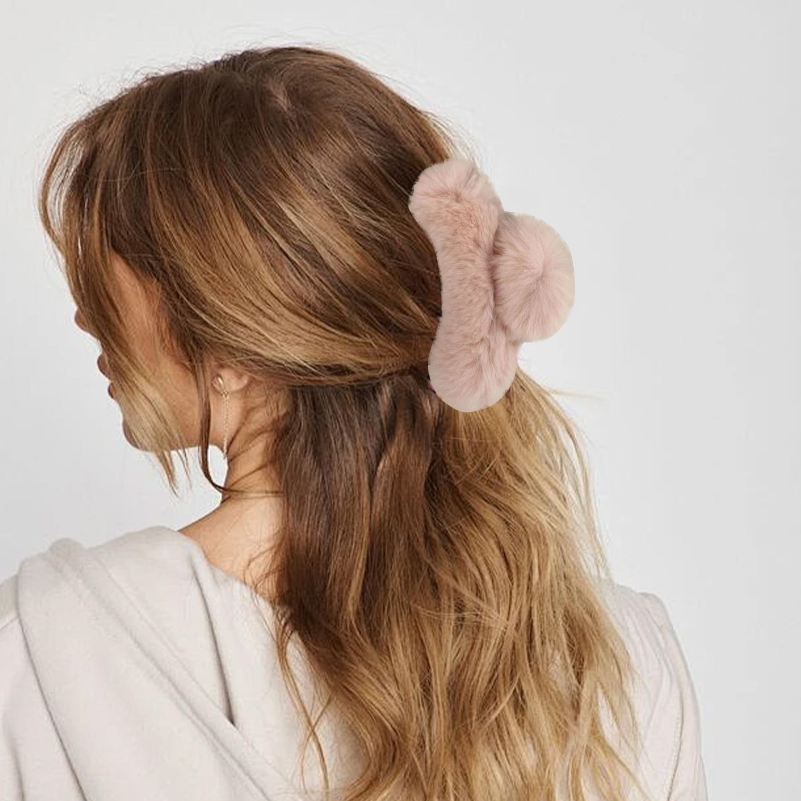 Bunny Ear Hair Claw Clip for Women - Large 4.7" Soft Fabric Hair ...