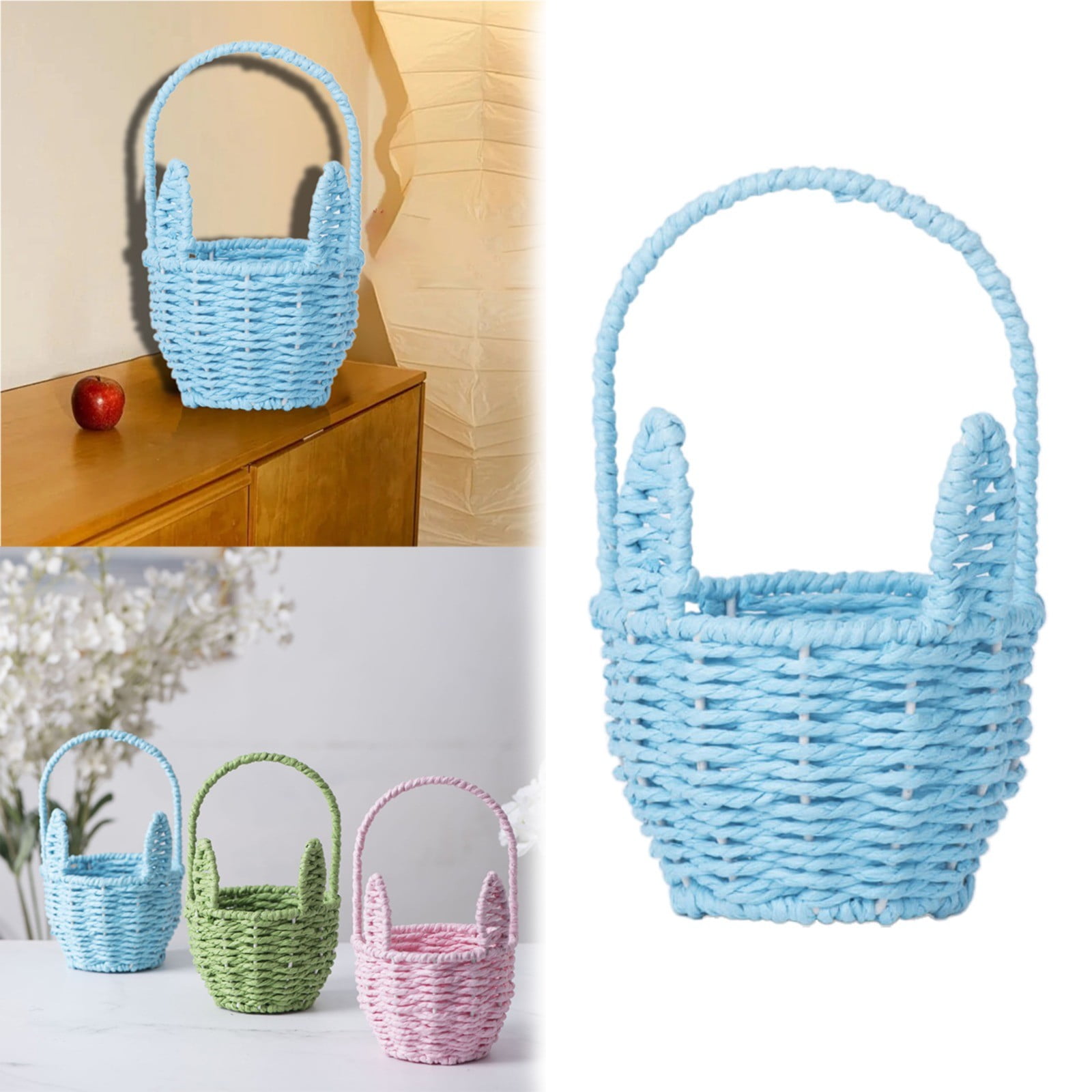 Bunny Ear Storage Basket Rabbit ears storage basket blue - Walmart.com
