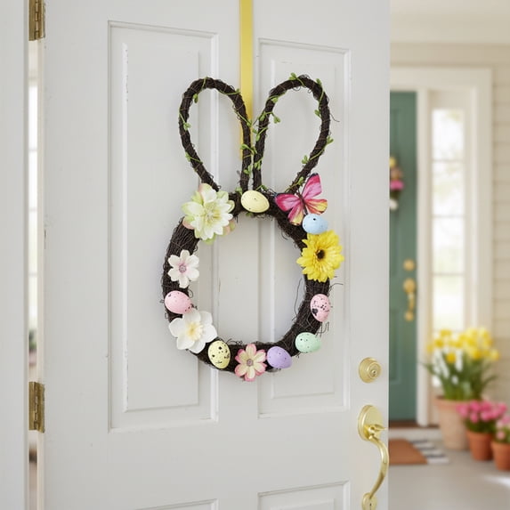 Bunny Ear Wreath, Yrmaups Easter Bunny Ear Wreath Flower Ornament, Door ...