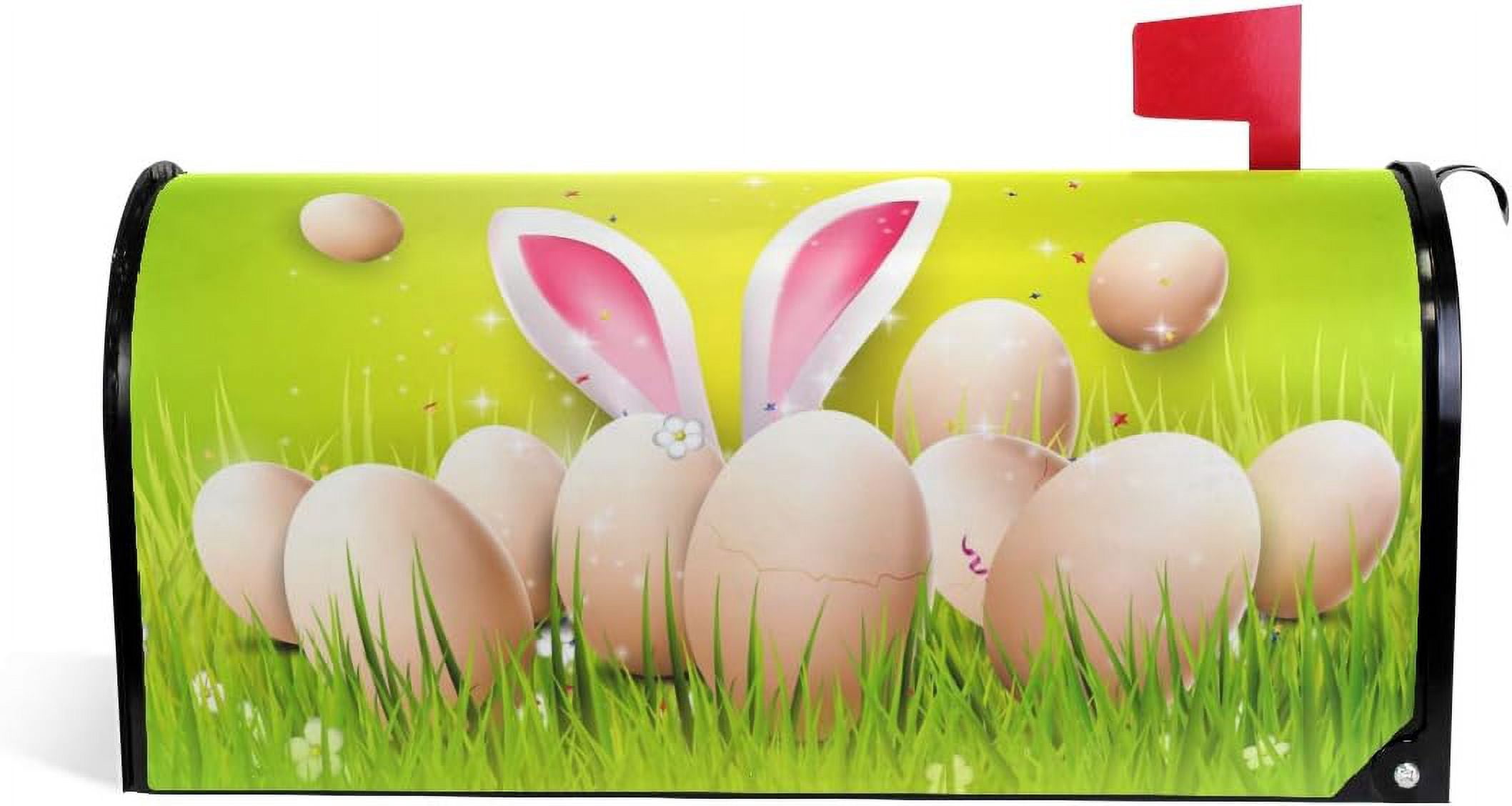Bunny Ear and Eggs Easter Greeting Magnetic Mailbox Cover MailWraps ...