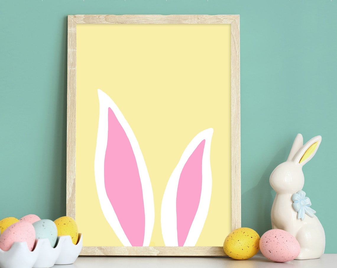 Bunny Ears - Cute Easter Wall Art, Fresh Spring Decor, Pastel Colours ...