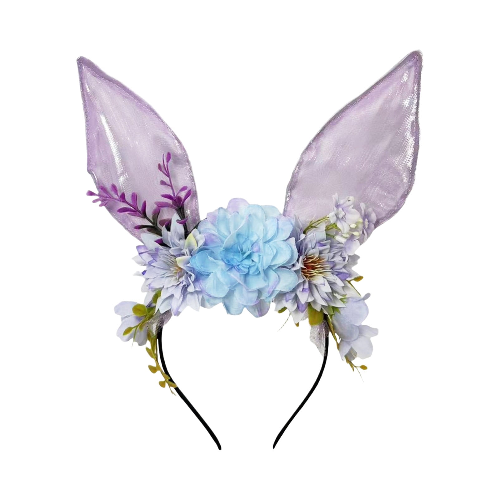 Bunny Ears Flower Headband for Women Cute Rabbit Ears Headpiece for ...