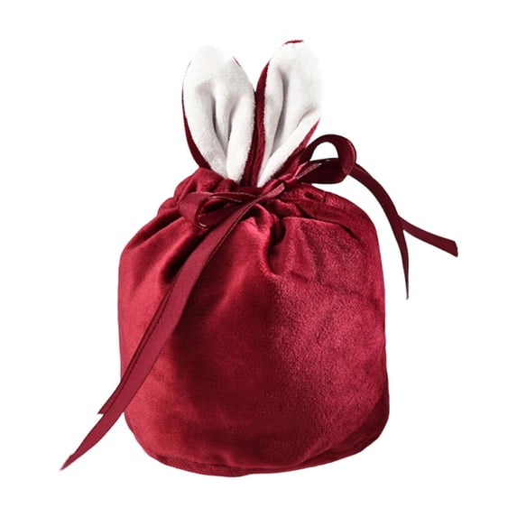 Bunny Ears Velvet Gift Bags Candy Sacks Velvet Pouch Organizer Ribbon ...