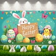 Bunny Easter Banner Colorful Eggs Happy Easter Display Butterflies ...