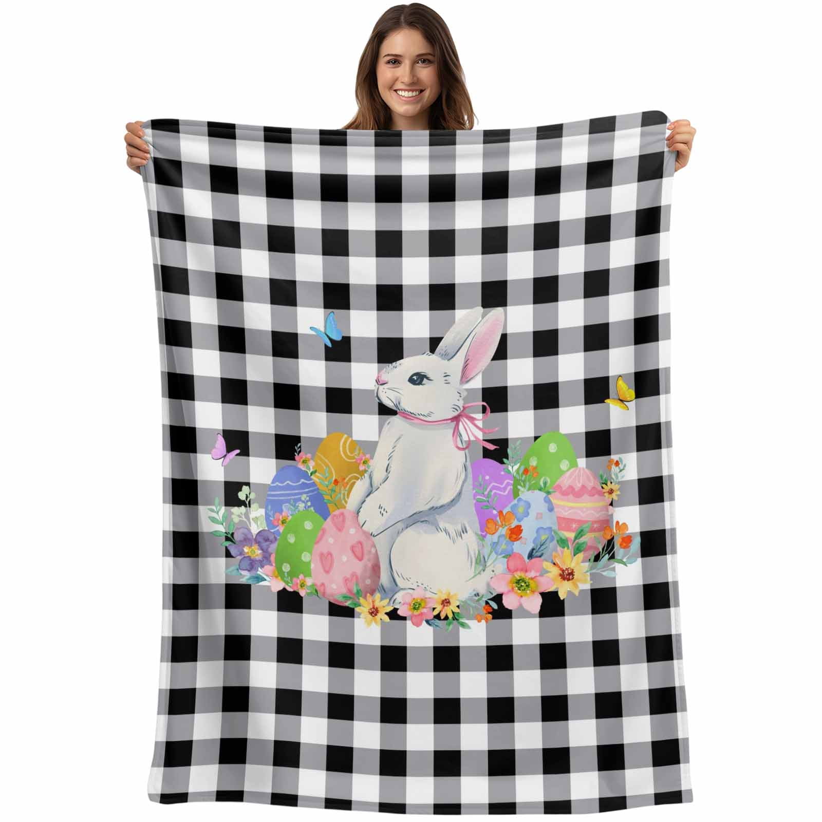 Bunny Easter Blanket Soft Cozy Warm Throw Blanket for Couch, Plush ...