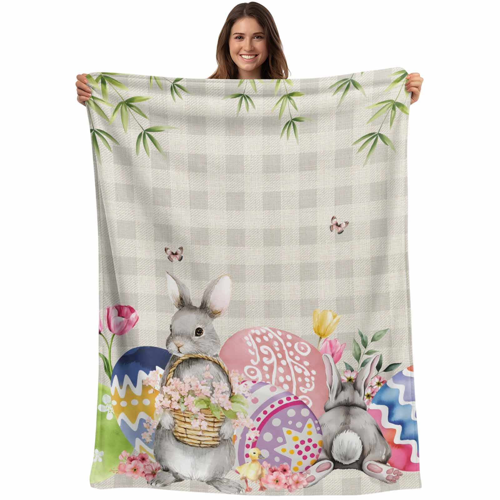 Bunny Easter Blanket Soft Cozy Warm Throw Blanket for Couch, Plush ...