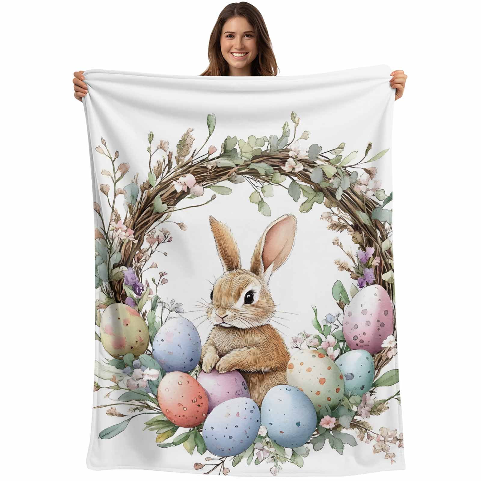 Bunny Easter Blanket Soft Cozy Warm Throw Blanket for Couch, Plush ...