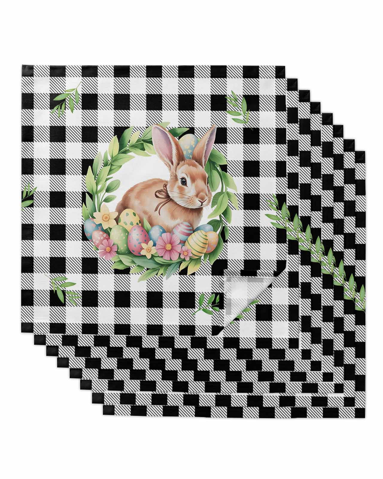 Bunny Easter Cloth Napkins Set of 8 Reusable Dinner Napkins, Eggs ...