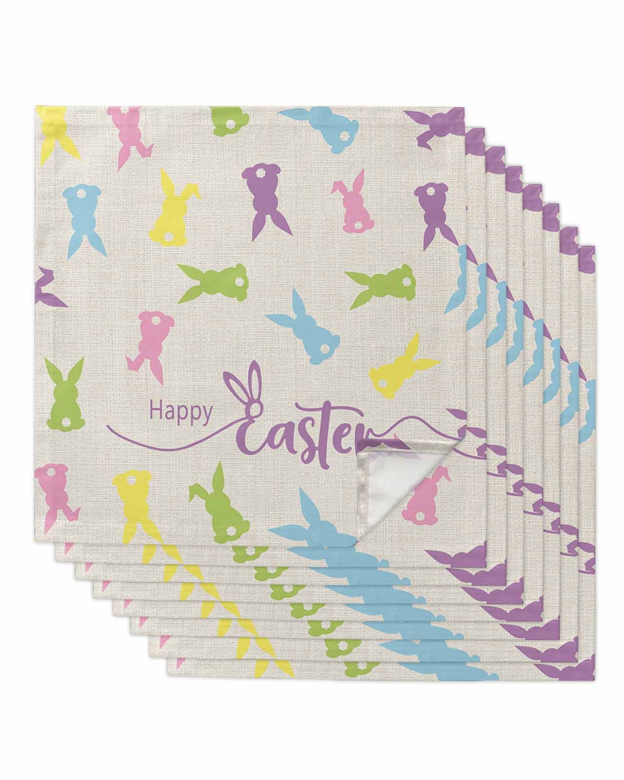 Bunny Easter Cloth Napkins Set of 8 Reusable Dinner Napkins, Spring ...