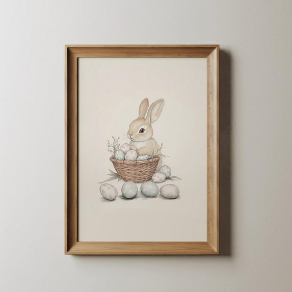 Bunny Easter Egg Art Print: Whimsical Nursery Decor #1908, Unframed ...