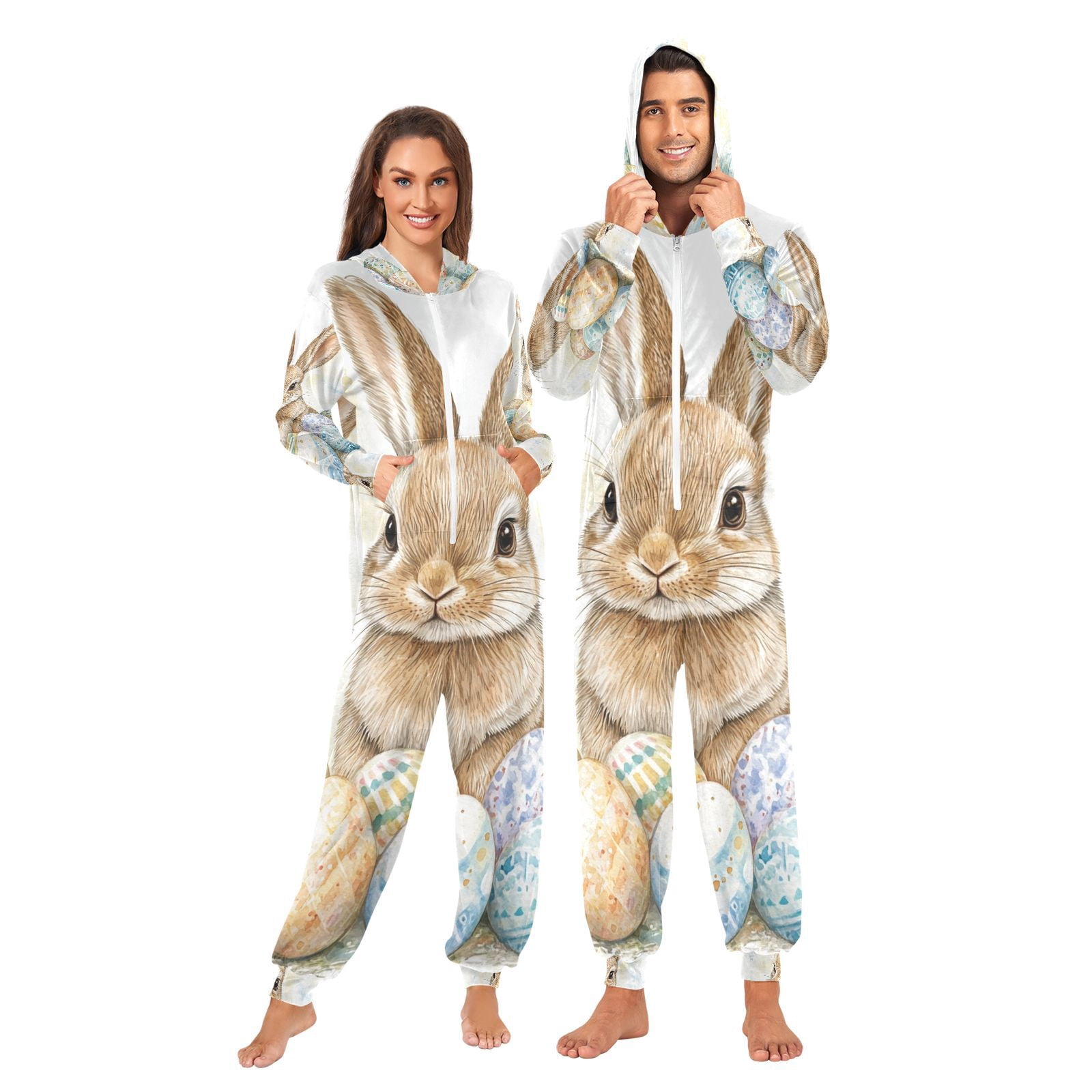 Bunny Easter Eggs Rabbit Adult Onesie Pajamas Slim Fit Christmas One ...