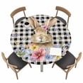 Bunny Easter Fitted Tablecloth with Elastic Edged, Round Table Cloth ...