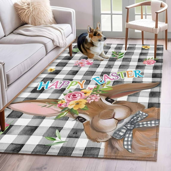 Bunny Easter Kitchen Runner Rug 2.7x5 Washable Runners for Hallway Non ...