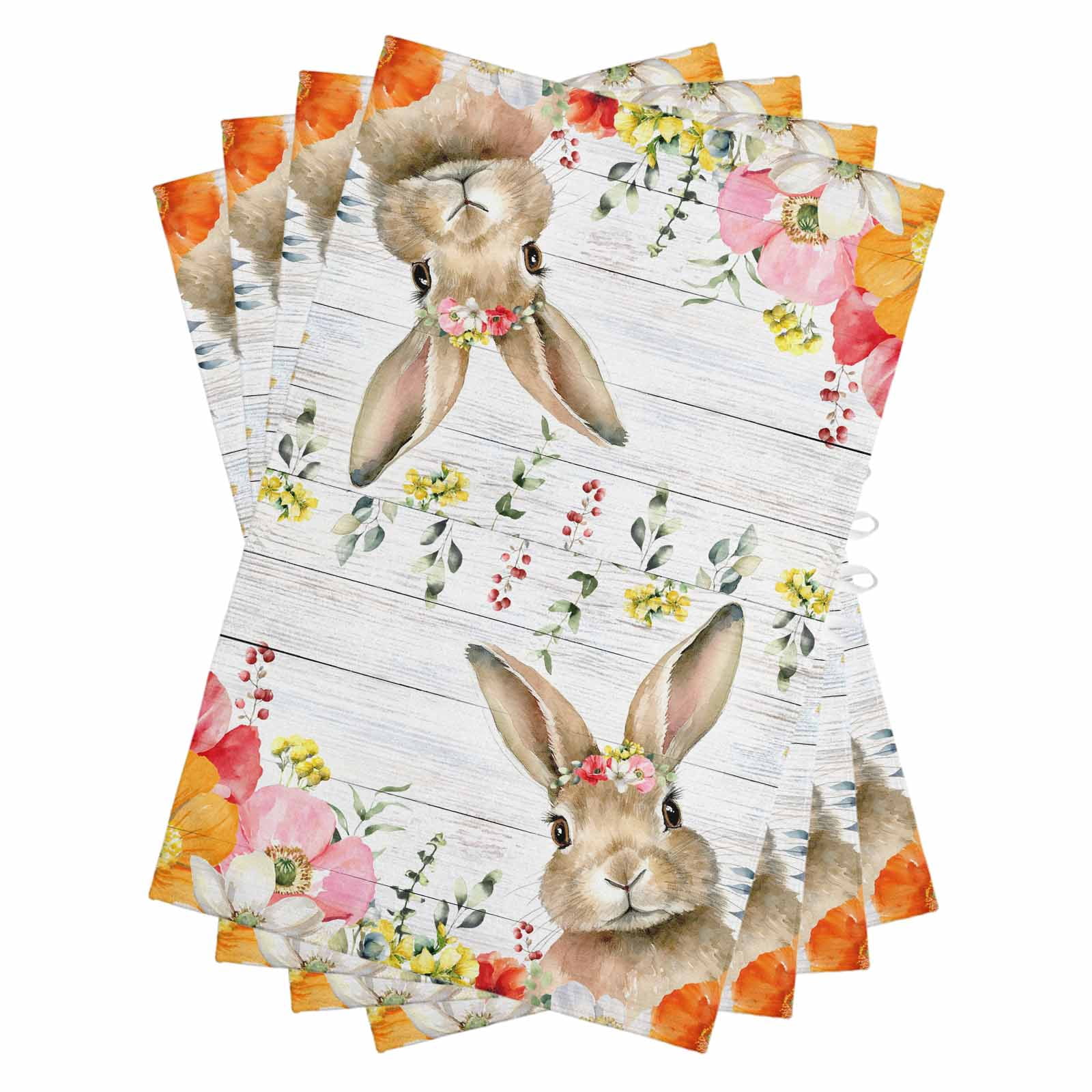 Bunny Easter Kitchen Towels Set of 4, Water Absorbent Dish Towel ...