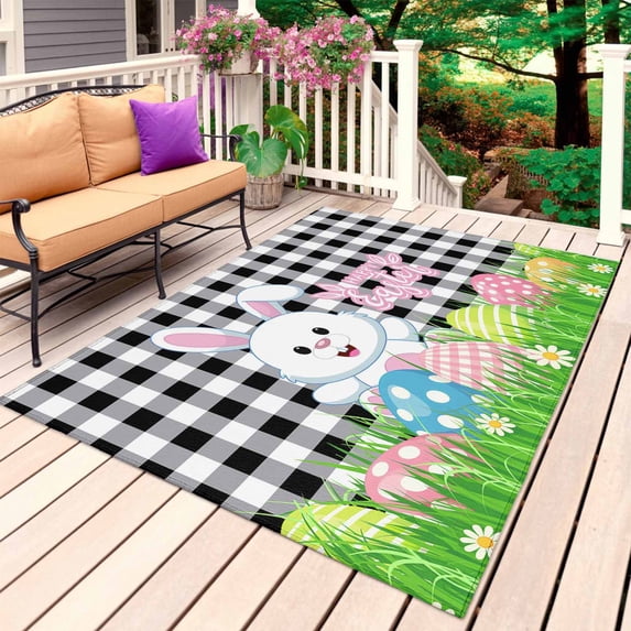 Bunny Easter Outdoor Rug 3x5 Ft, Non Slip Washable Area Rug, Spring ...