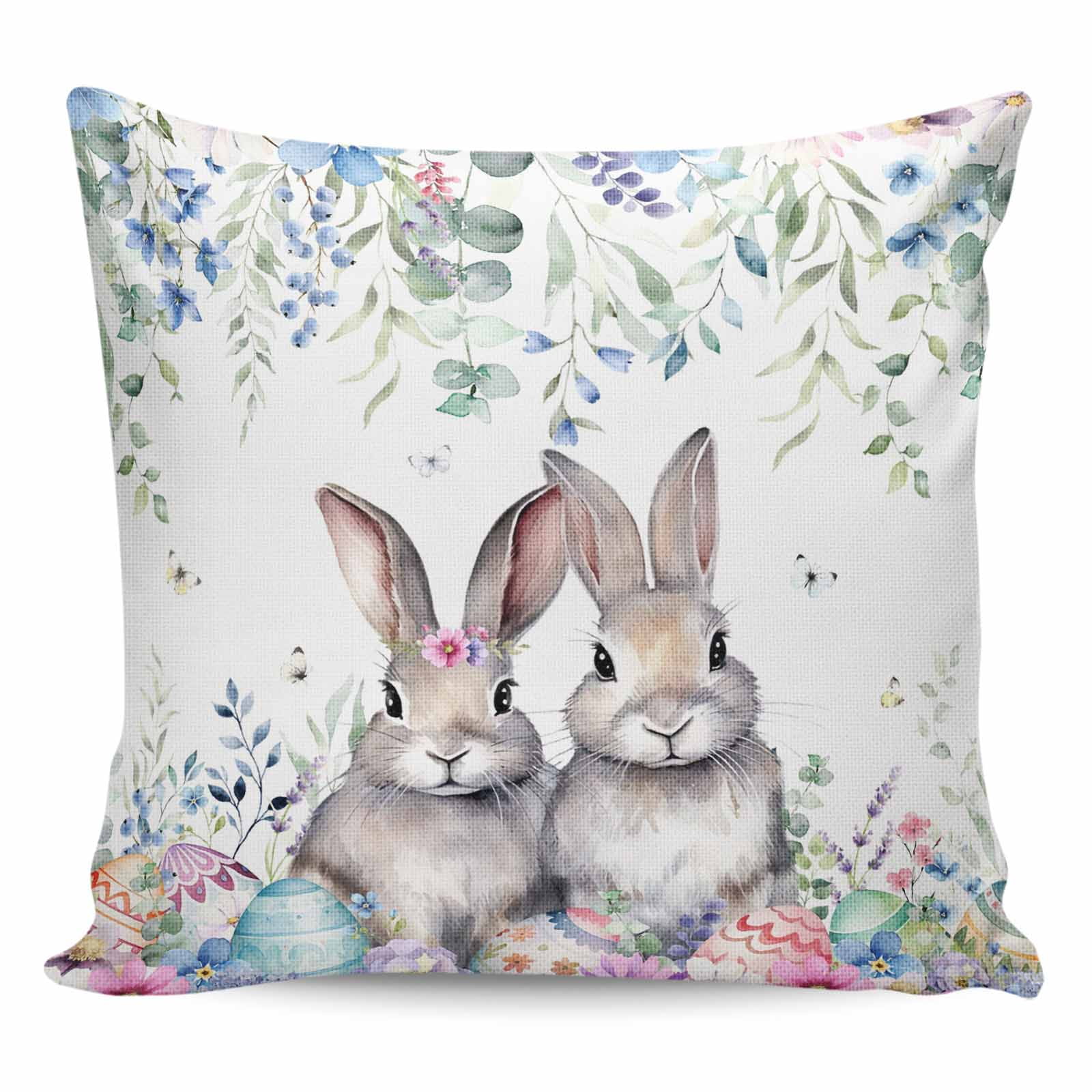 Bunny Easter Pillow Covers 20x20 Inch Decorative Throw Pillow Cover ...