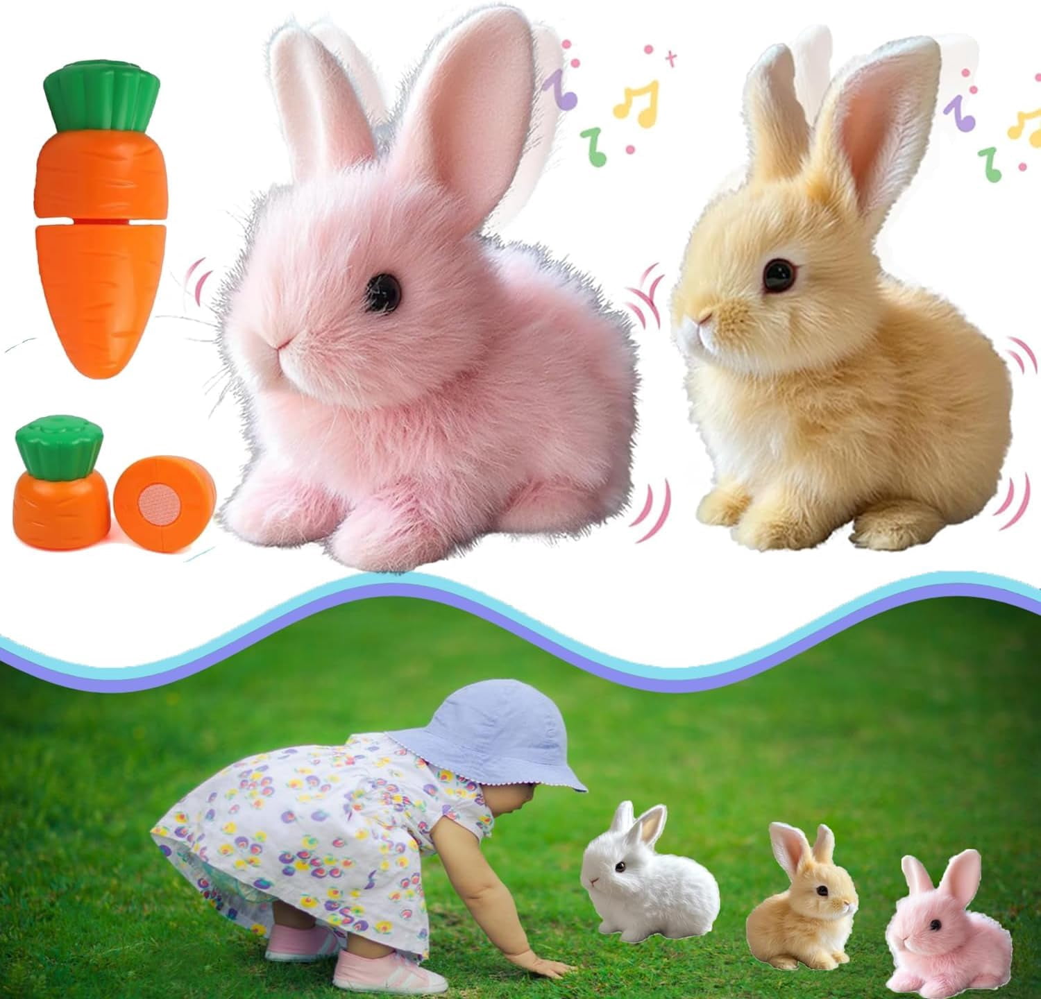 Bunny - Easter My Realistic Bunny Toy, Interactive Bunny Realistic ...