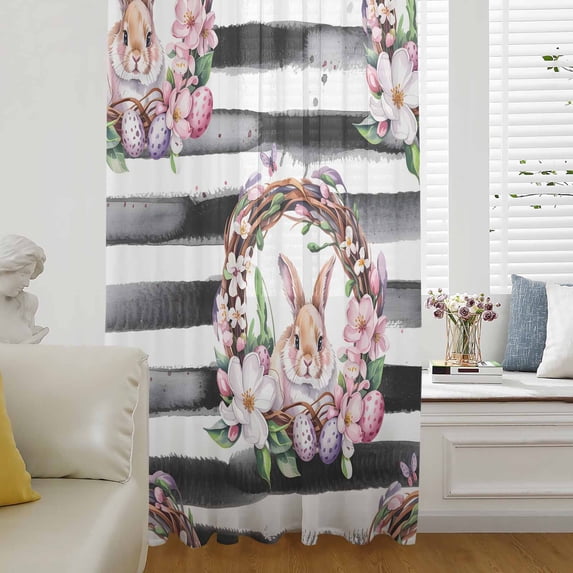 Bunny Easter Semi Sheer Curtains Drapes for Living Room, Bedroom ...