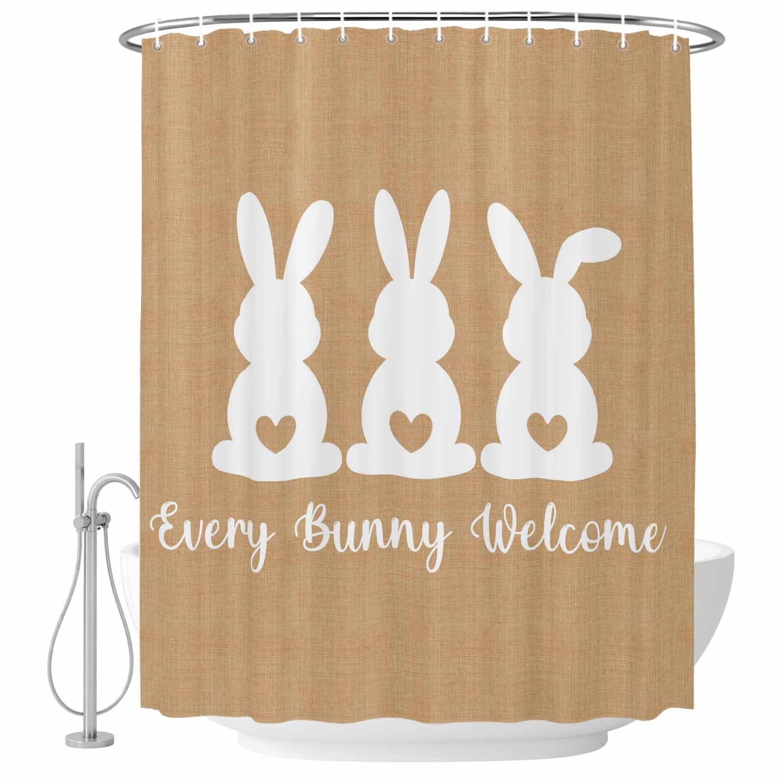Bunny Easter Shower Curtain, Waterproof Shower Curtains for Bathroom ...