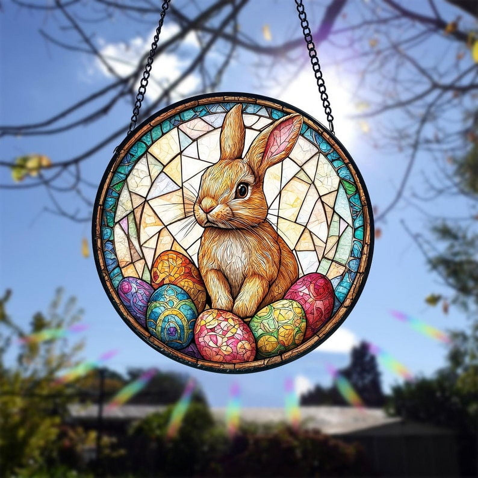 Bunny Easter Stained Glass Suncatcher, Rabbit Suncatcher, Easter Bunny ...
