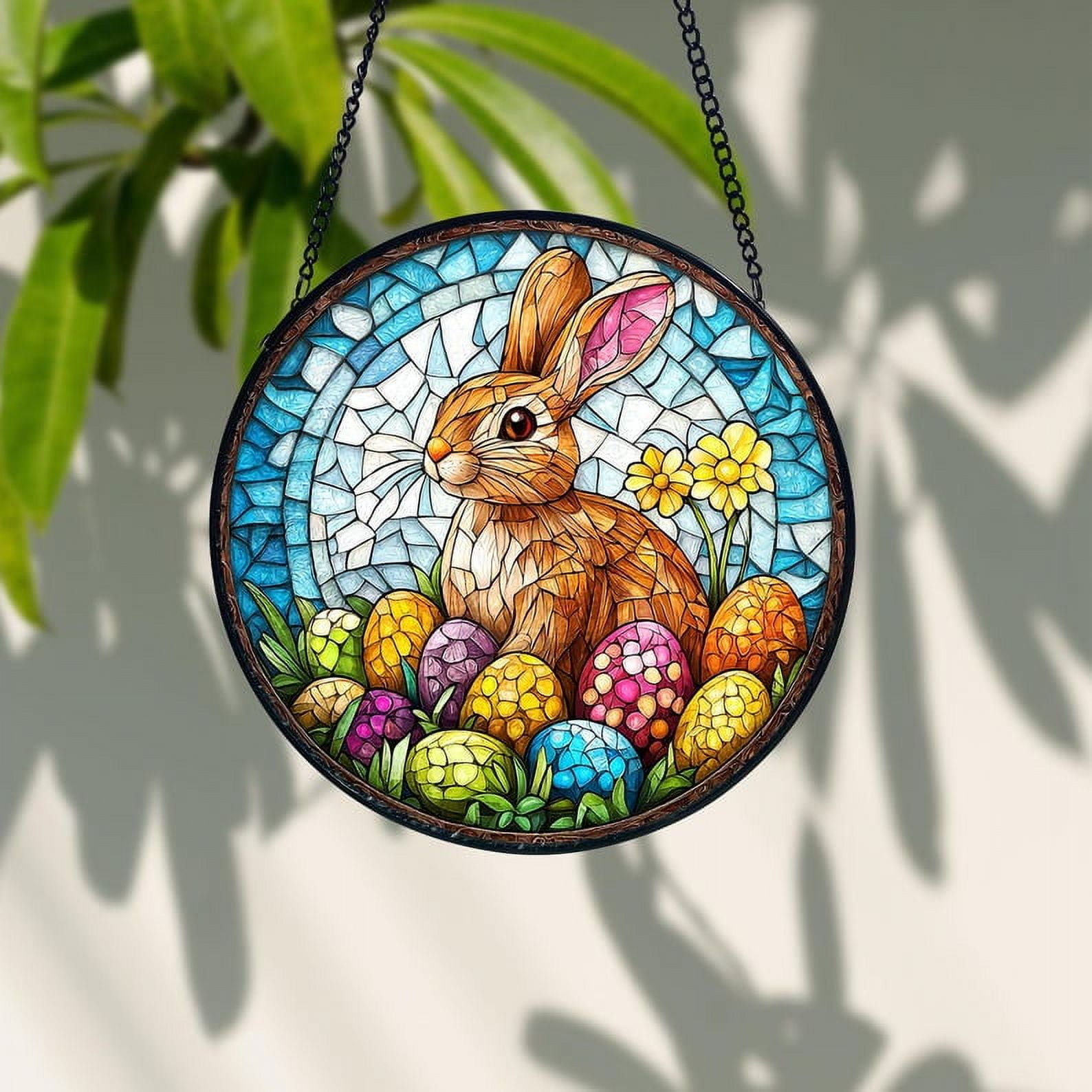 Bunny Easter Stained Glass Suncatcher, Rabbit Suncatcher, Easter Bunny ...