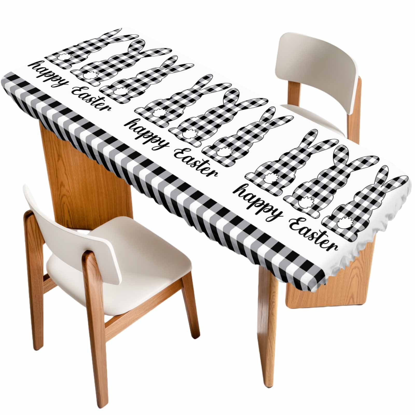 Bunny Easter Table Cloths for 8 Foot Rectangle Tables, Black White ...