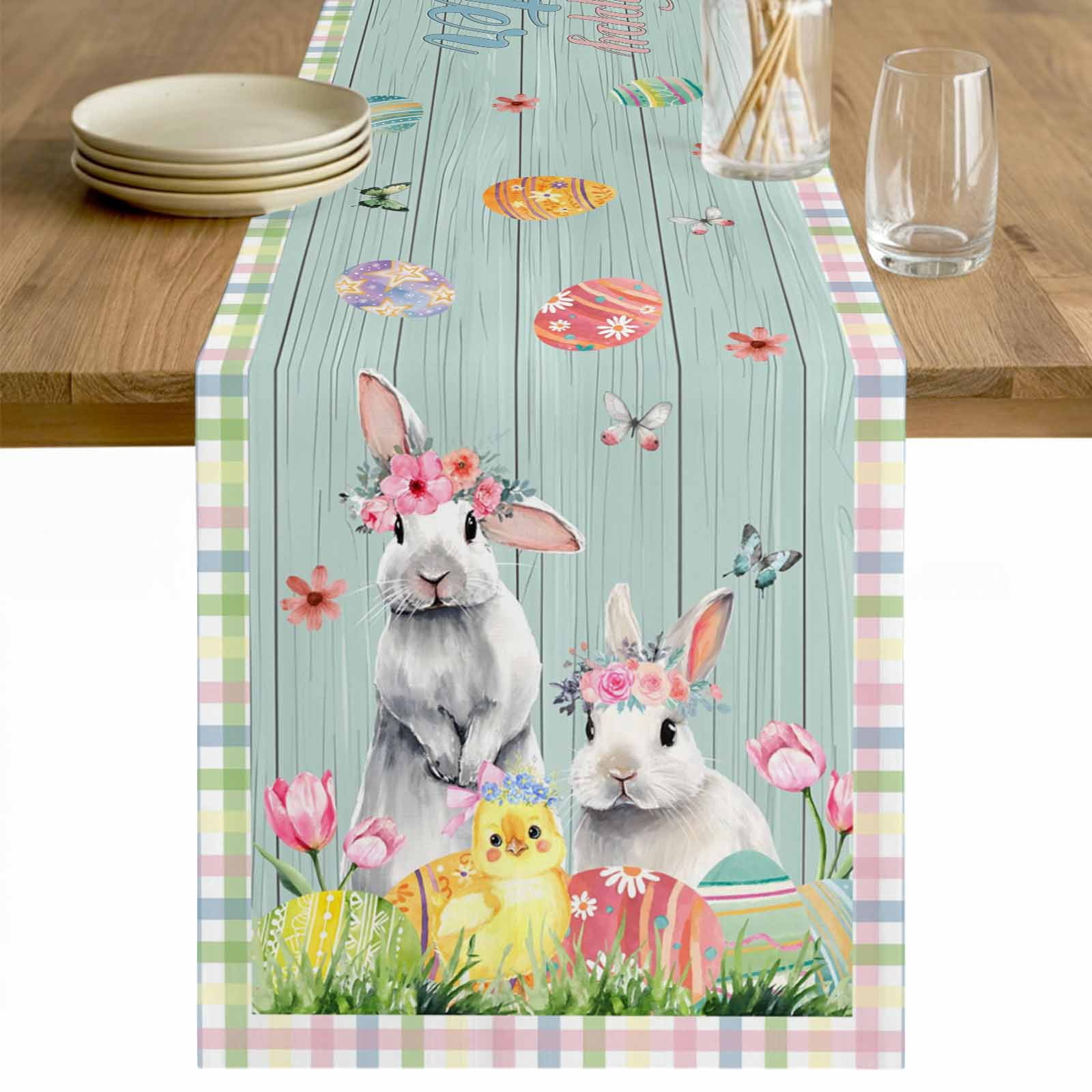 Bunny Easter Table Runner 70 Inches Long Farmhouse Dress Scarves ...