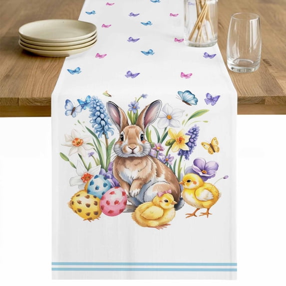 Bunny Easter Table Runner 90 Inches Long Farmhouse Dress Scarves, Eggs ...