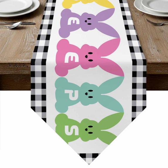 Bunny Easter Table Runner Linen Burlap Table Runner 36 Inches Small ...