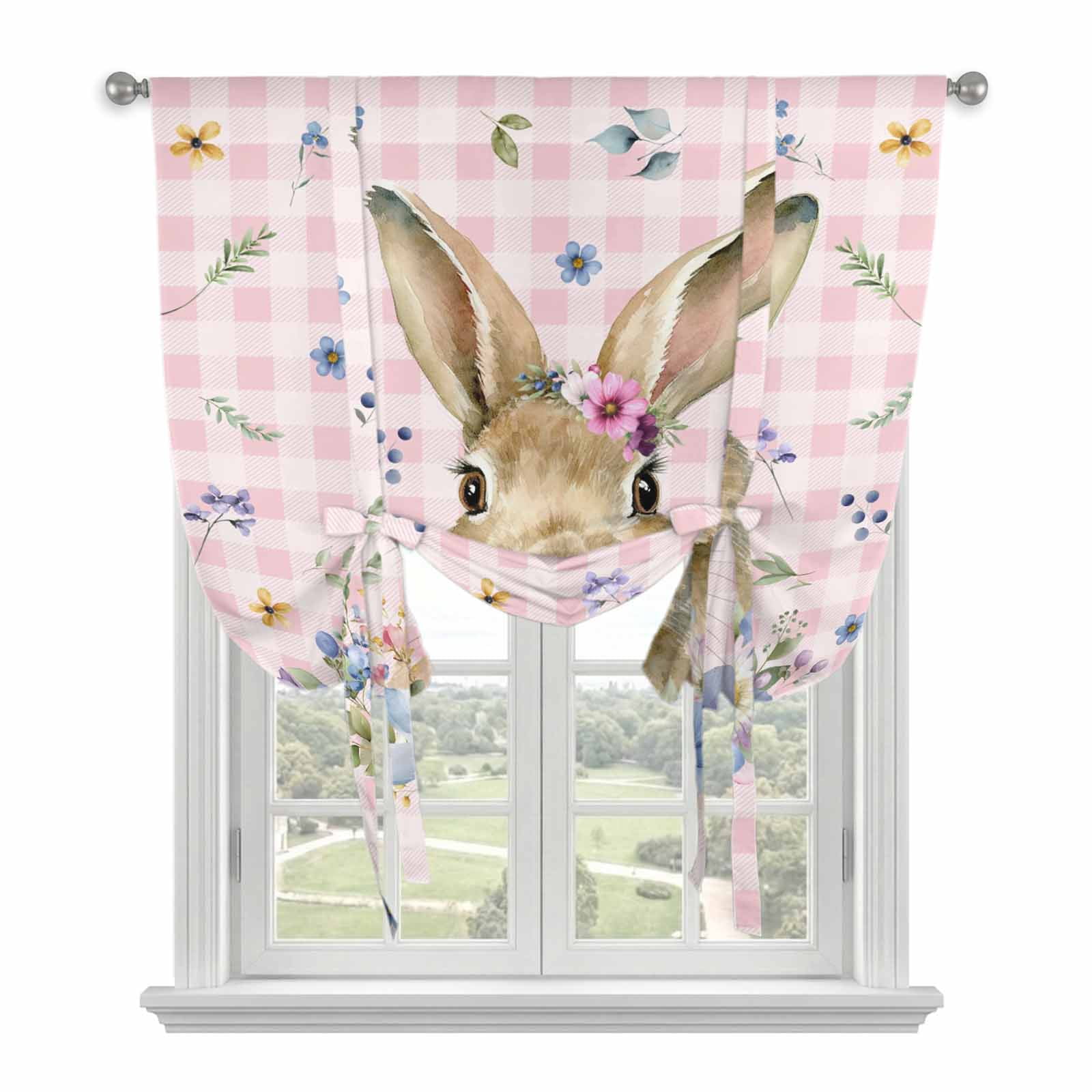 Bunny Easter Tie Up Curtains for Windows, Adjustable Balloon Window ...
