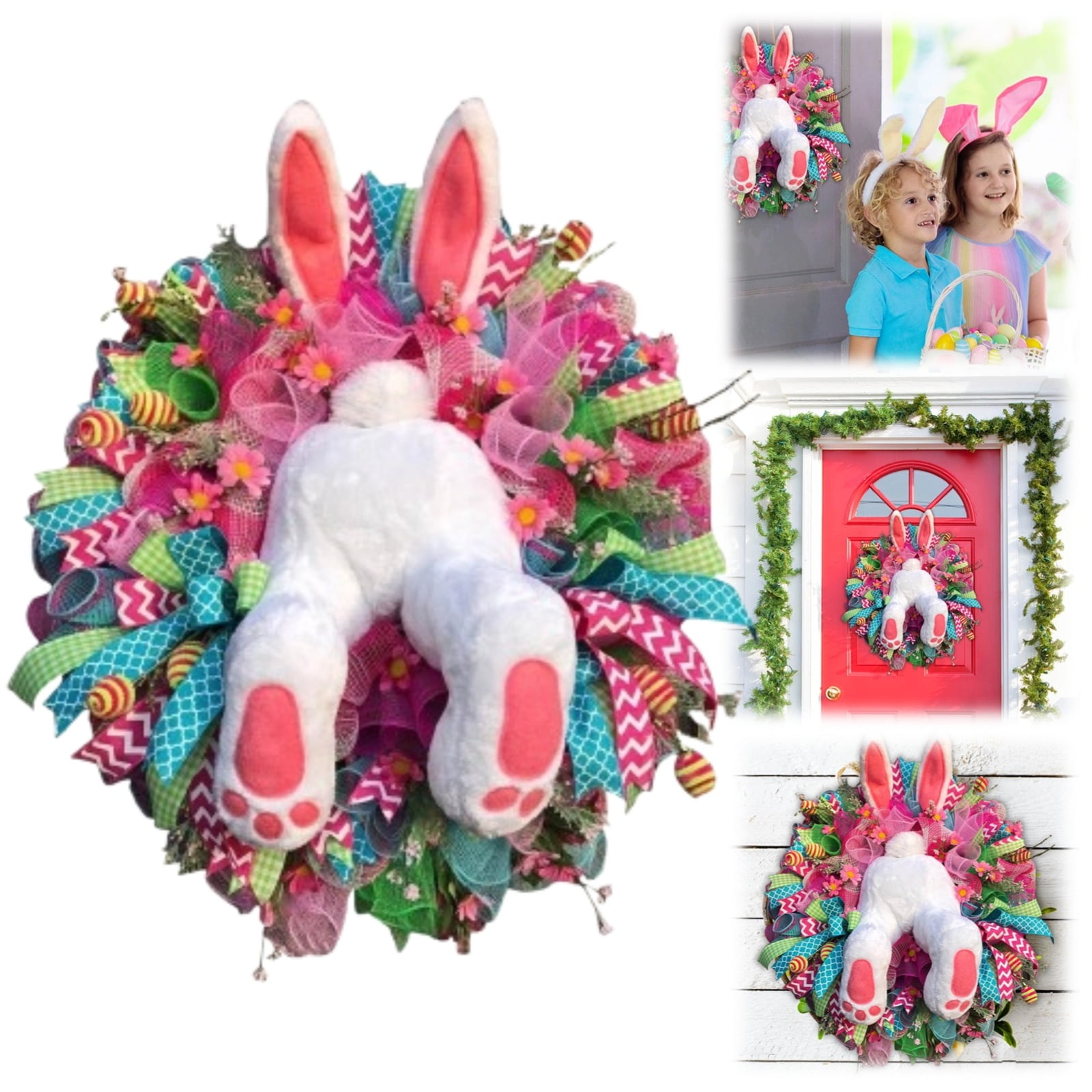 Bunny Easter Wreath, Rabbit Garland, Easter Rabbit Pendant Easter ...