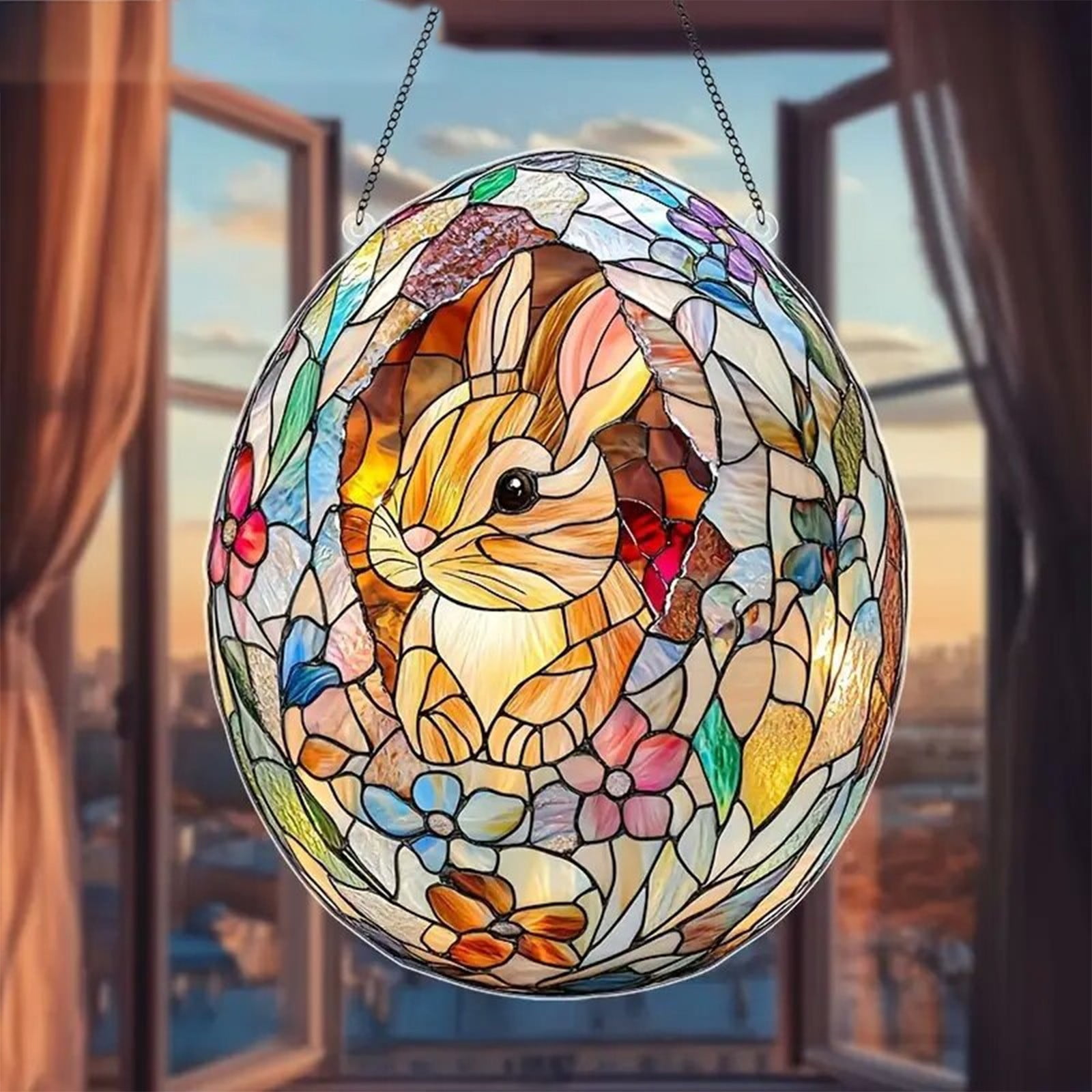 Bunny in Egg Stained Acrylic Suncatcher Window Hanging, Easter ...