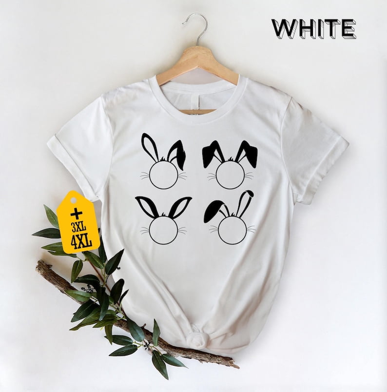 Bunny Faces Shirt Cute T-Shirt For Women Spring Rabbit Graphic Tee ...