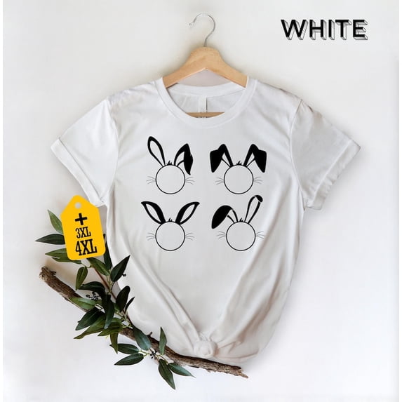 Bunny Faces Shirt Cute T-Shirt For Women Spring Rabbit Graphic Tee ...